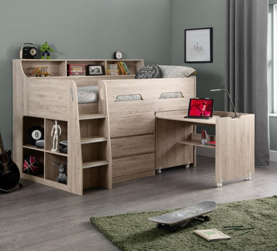 Jupiter Oak Wooden Mid Sleeper Cabin Bed Frame - 3Ft Single by B&Q ...