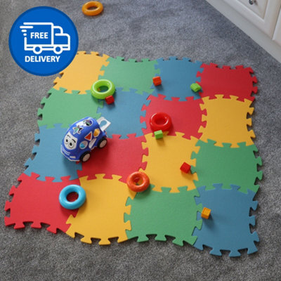 Foam Play Mat Tiles Kids Interlocking Floor Mats 16 Pack By Laeto Tiny ...