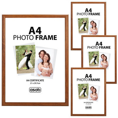 4 X Asab A4 Photo Frame - Light Brown Wood Effect by B&Q | ufurnish.com