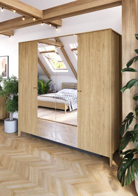 Arte Cosy Mirrored Hinged Door Wardrobe (H)2160mm X (W)2200mm X (D ...