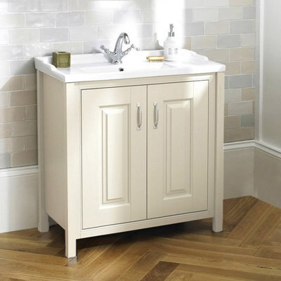 Nes Home Chiltern 800mm Freestanding Vanity Basin Cabinet Ivory by B&Q ...
