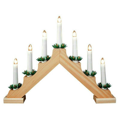 Wooden Led Candle Bridge With Timer Christmas Decoration - Natural by B ...