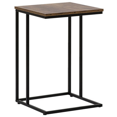 Beliani U-Shaped Side Table Dark Wood With Black Troy by B&Q | ufurnish.com