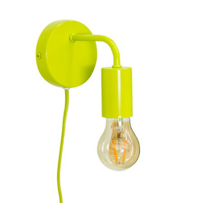 Valuelights Jordy Plug In Colour Pop Lime Green Easy Fit Wall Light ...