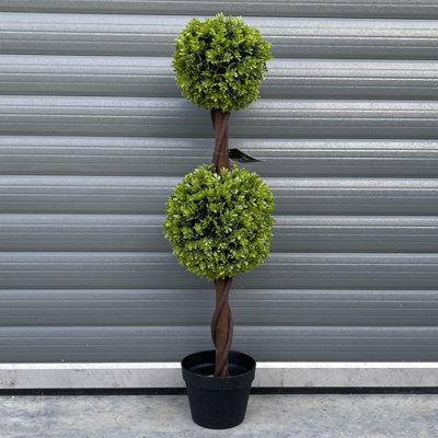 Leaf 90Cm Green Double Ball Topiary Tree by B&Q | ufurnish.com