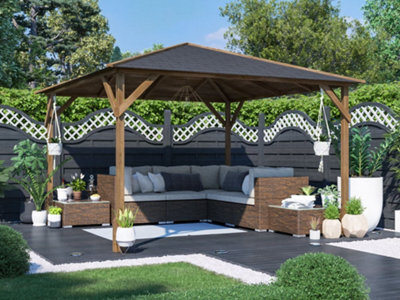 Dunster House Wooden Gazebo 3M X 3M Heavy Duty Garden Shelter Pressure ...