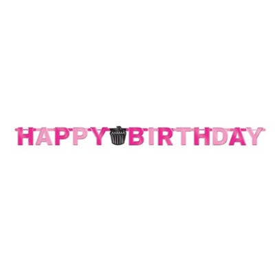 Amscan Oh So Fab Foil Letter Happy Birthday Banner Pink (One Size) by B ...