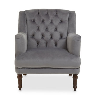 Premier Housewares Interiors By Premier Grey Velvet Armchair, Accent ...