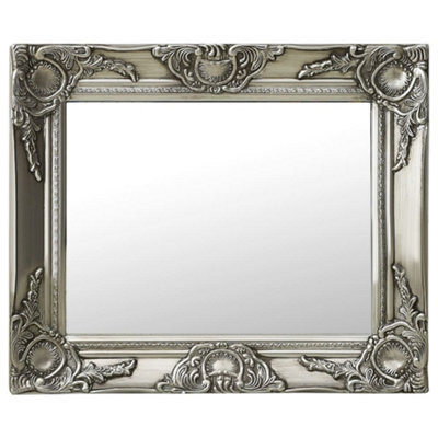 Berkfield Wall Mirror Baroque Style 50X40 Cm Silver by B&Q | ufurnish.com