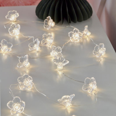 100 Warm White Flower Bulb Caps Led String Lights With Timer Function ...