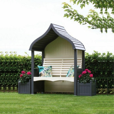 Afk Wooden Orchard Arbour Charcoal & Cream by B&Q | ufurnish.com