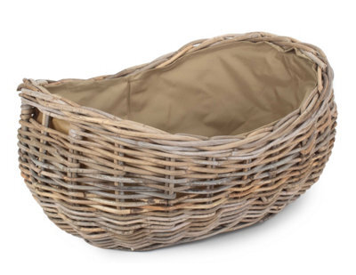 Red Hamper Ra026/2 Rattan Large Boat Shaped Rattan Log Basket With ...