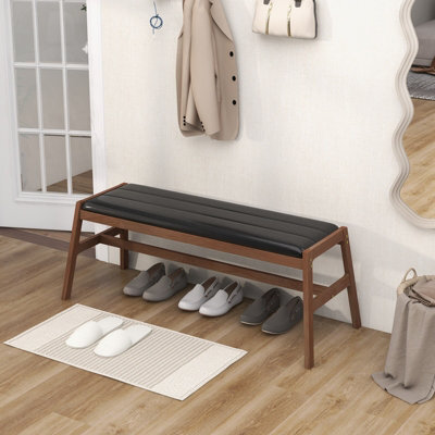 Costway Indoor Bench Upholstered Long Bench With Pu Leather Seat by B&Q ...