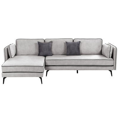 Beliani Corner Sofa 3 Seater Altan Velvet Light Grey Right Hand by B&Q ...