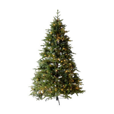 Charles Bentley Luxury 7Ft Pre-Lit Faux Nordic Spruce Hinged Christmas ...
