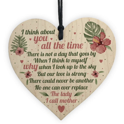 Red Ocean Mum Memorial Gifts Wooden Heart Grave Plaque Tribute Sign Mum ...