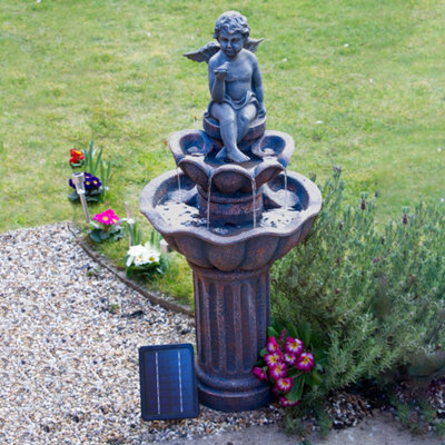 Primrose Minel Solar Powered Bird Bath Garden Water Feature H107Cm by B ...
