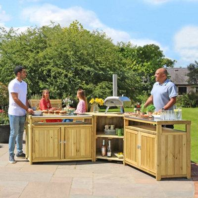 Zest Terraza Outdoor Kitchen Garden Corner Unit Double Cupboard Set ...