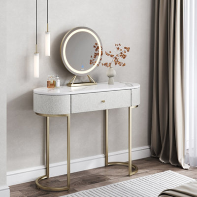 CARME Home Macy Bouclé Dressing Table With Evie Led Mirror by B&Q ...