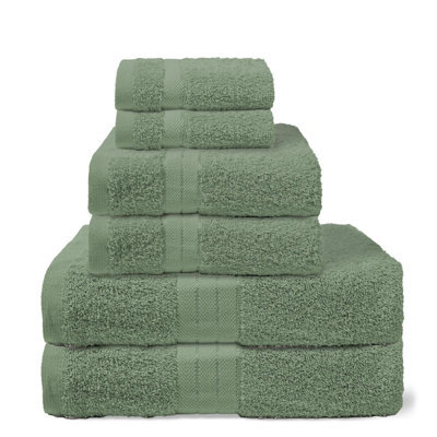 OHS Dreamscene Luxury Supersoft Towel Bale Set, Cotton, Olive Green, 6 ...