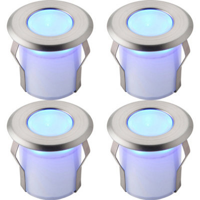4 Pack Recessed Decking Ip67 Guide Light - 0.8W Blue Led - Stainless ...