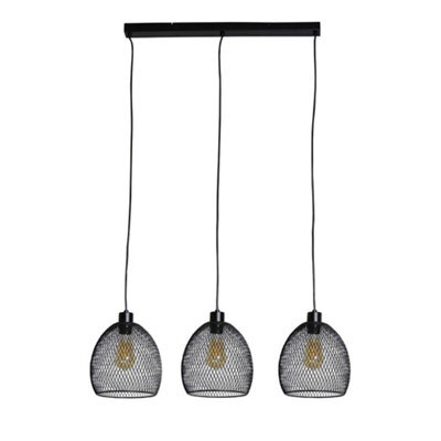 Valuelights Novo 3 Way Matt Black Over Table Ceiling Light Fitting With ...