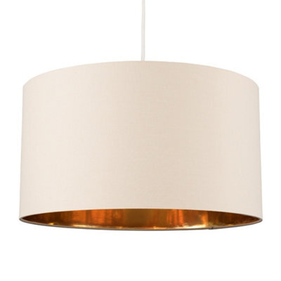 Valuelights Reni Beige & Gold Inner Drum Ceiling Lamp Shade (D)45Cm by ...
