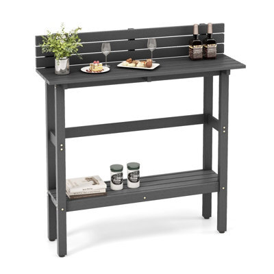 Costway Outdoor Bar Table 122Cm Patio Pub Height Table Narrow Dining ...