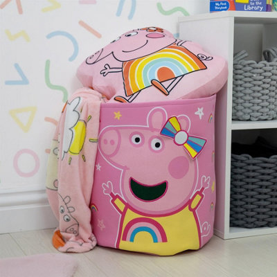 Peppa Pig Storage Tub Basket Kids Organiser Foldable Compact Space ...