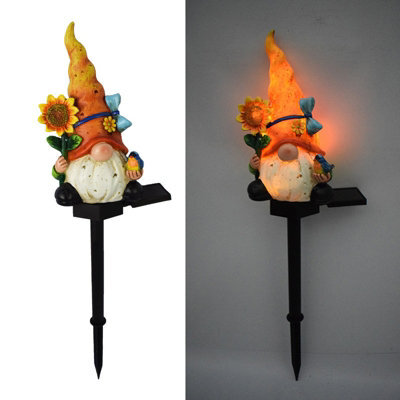 Orange Solar Garden Cartoon Resin Dwarf Genie Lights by B&Q | ufurnish.com