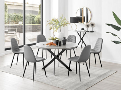 Furniturebox Uk Novara Grey Concrete Effect Black Leg 120Cm Round ...