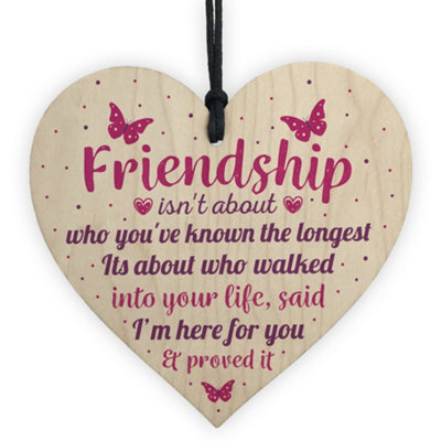 Red Ocean Friendship Gift Handmade Wooden Heart Plaque Best Friend Sign ...