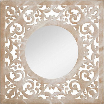 La Hacienda 55456 Square Stone Effect Mirror, Beige, 60 X 60 mm by B&Q ...