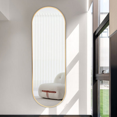 Living And Home Gold Oval Full Length Framed Mirror Wall Mounted Mirror ...