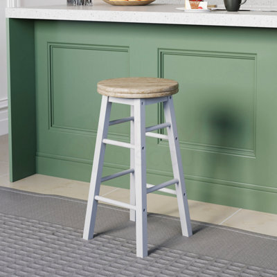 Lassic Chef Vida Wooden Revolving Bar Stool - White by B&Q | ufurnish.com