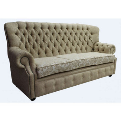 Chesterfield 3 Seater Cadiz Mink Fabric Sofa Bespoke In Monks Style by ...
