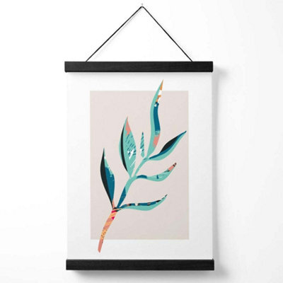 Artze Wall Art Papyrus Leaf Blue And Pink Boho Botanical Art Print With ...