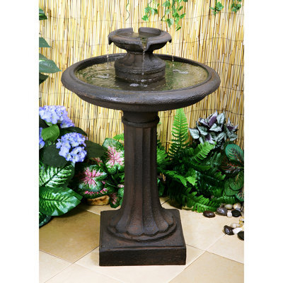 Primrose Maleda Antique Effect Bird Bath Outdoor Water Fountain H71Cm ...