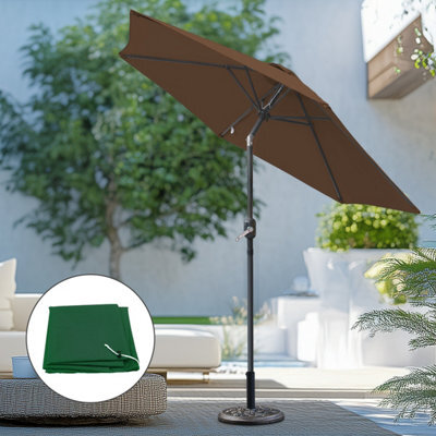 SunDaze Coffee 2.5M Garden Round Parasol Sun Shade Umbrella Tilt Crank ...