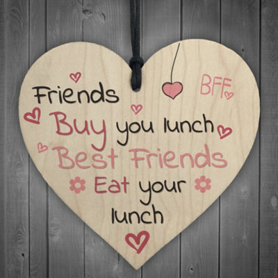 Red Ocean Best Friends Wooden Hanging Heart Friendship Sign Best Friend ...