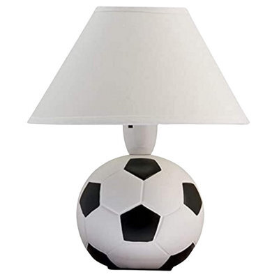 Ceramic Bedside Kids Football Table Lamp Light With Soft Shade Football ...