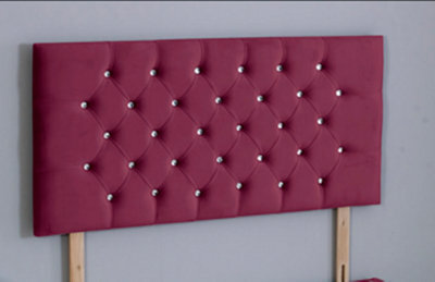 Comfy Deluxe 3Ft Single 26Inch Maroon Plush Chesterfield Headboard by B ...