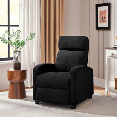 Yaheetech Black Adjustable Modern Boucle Recliner Chair With Pocket ...