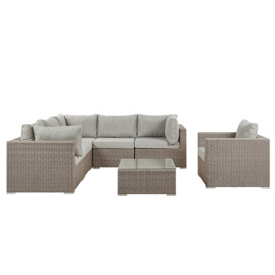 Beliani Garden Lounge Set With Table 6 Seater Contare Right Hand ...