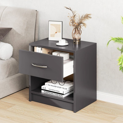 Costway Nightstand W/ Drawer 3-Tier Bedside Table Compact Floor Sofa ...