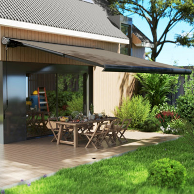 Outsunny Diy Retractable Canopy With Remote Controller For Patio, Light ...