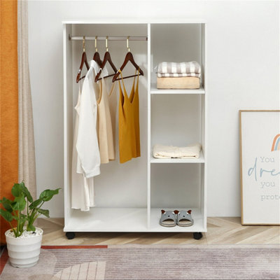 Portable Wooden Style Movable Assembled Wardrobe, White by B&Q ...