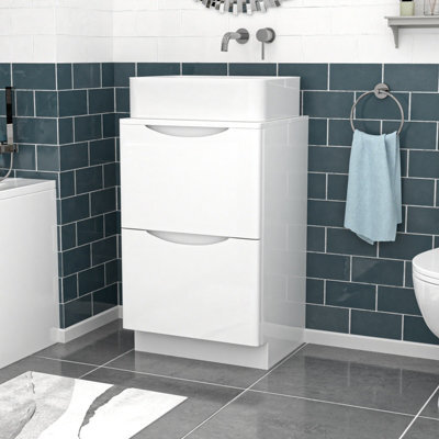 Nes Home 500mm White Freestanding Vanity Unit With Square Bowl Basin by ...