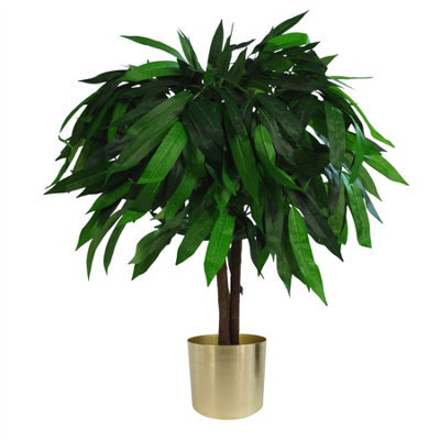 Leaf 80Cm Large Artificial Mango Tree Plant With Metal Planter by B&Q ...
