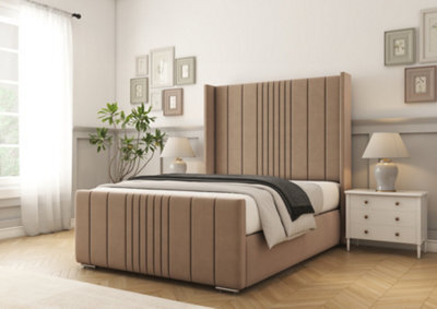 Comfort Beds Grace Mink Plush Bed Frame by B&Q | ufurnish.com